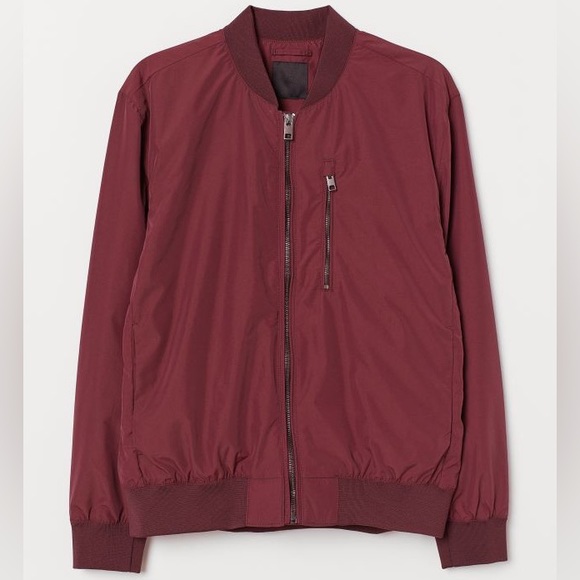 H&M | Jackets & Coats | Hm Mens Bomber Jacket Size Xl Burgundy | Poshmark